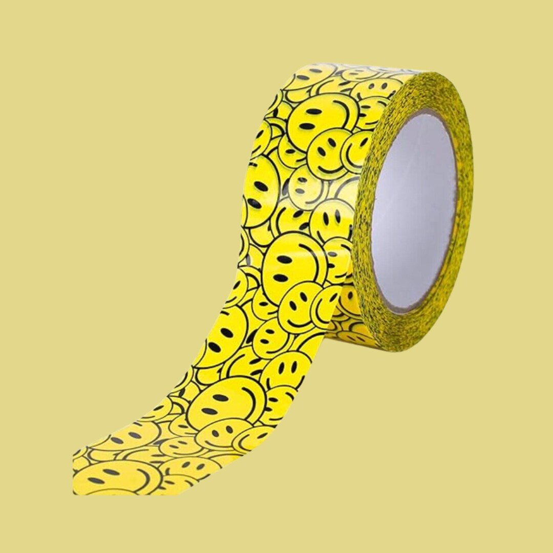Smiley Face Retro Yellow and Black Packing Tape - Etsy