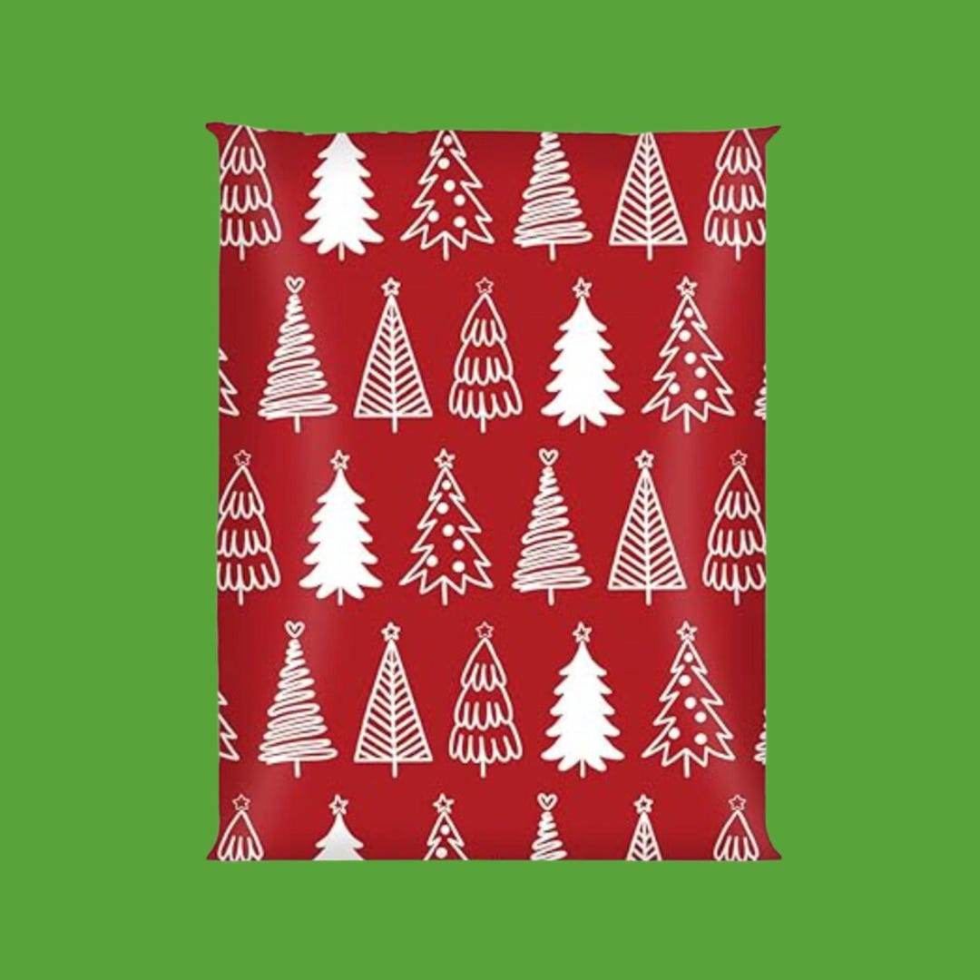 Christmas Trees Holiday Retro Red White Poly Mailer Shipping Pouch Self ...