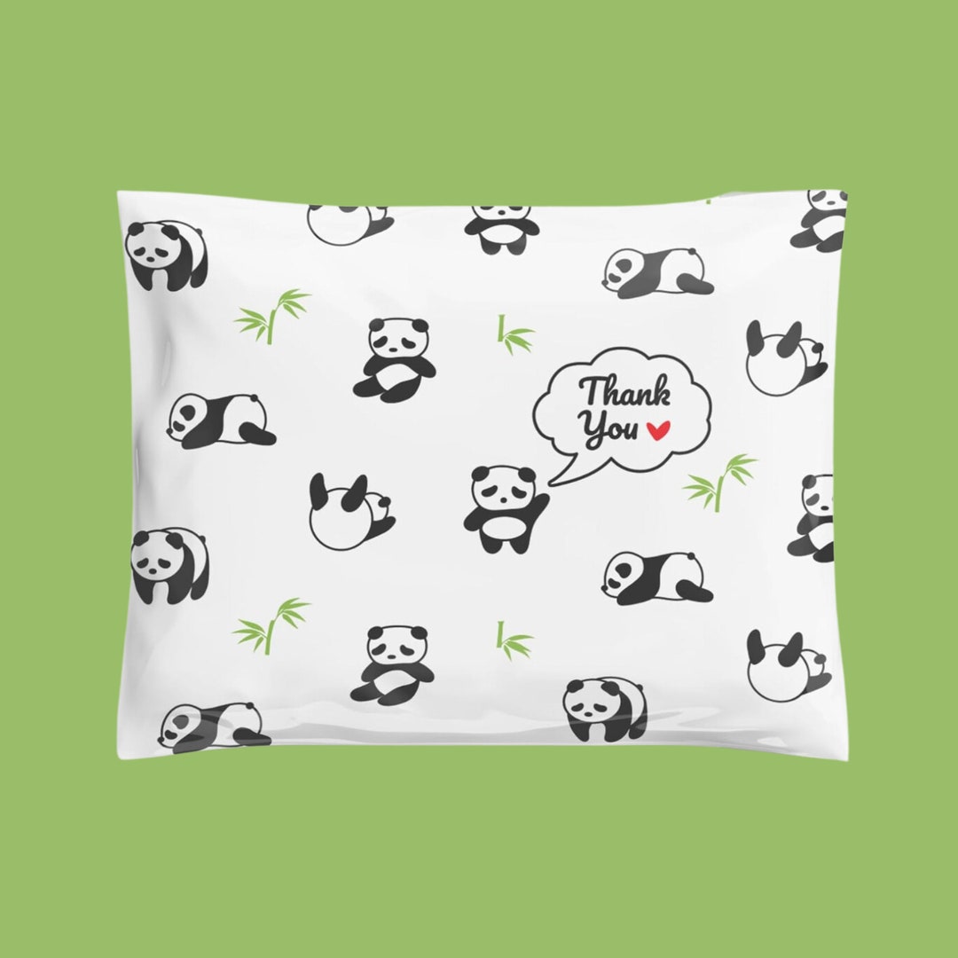 Thank You Panda Bear Jungle Animal Bamboo Poly Mailer Shipping Pouch ...