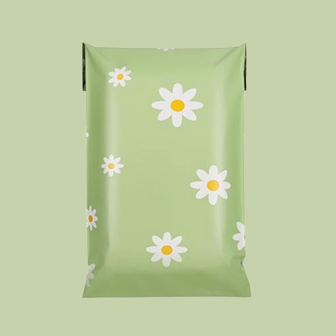Daisy Sage Green Floral Poly Mailer Shipping Pouch Self Adhesive 6x9 ...