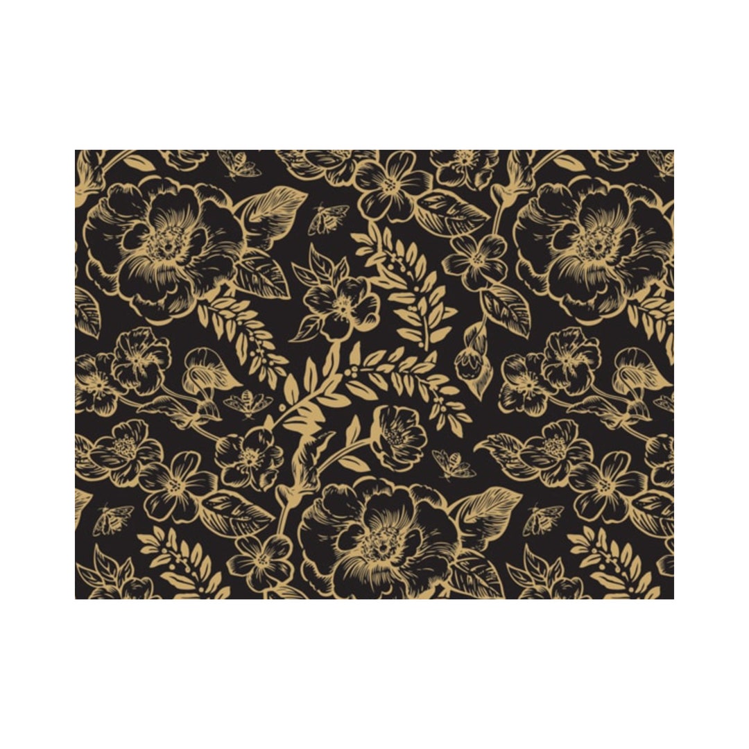 Timeless Floral Black and Natural Beige Tissue Paper Small Business ...