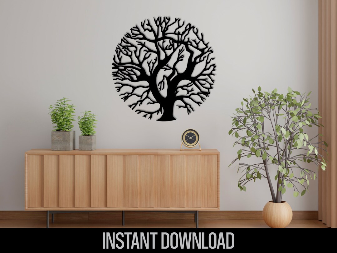 Round Tree Wall Art Dxf, Svg, Pdf, Ai, Cdr File, Laser Cut File, Cnc ...