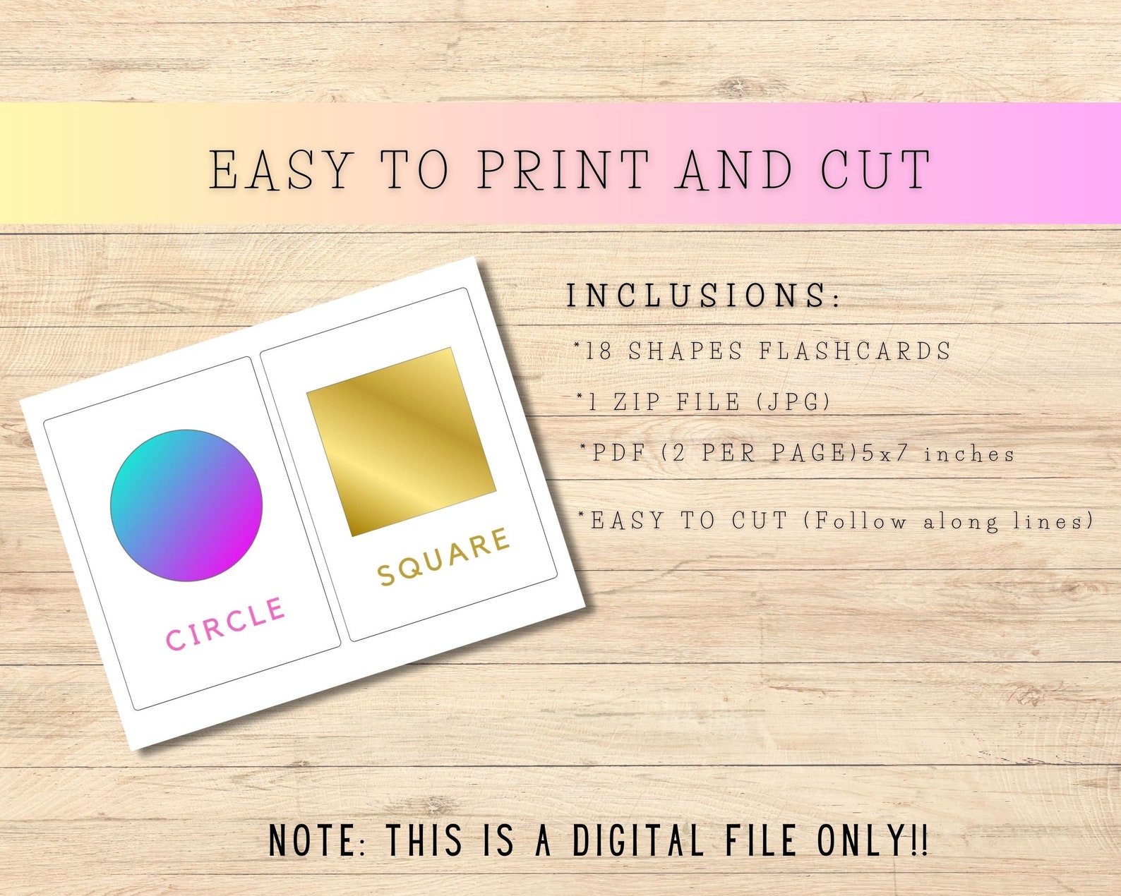 18 Colorful Shapes Flashcards, Printable Flashcards, Preschool Cards ...