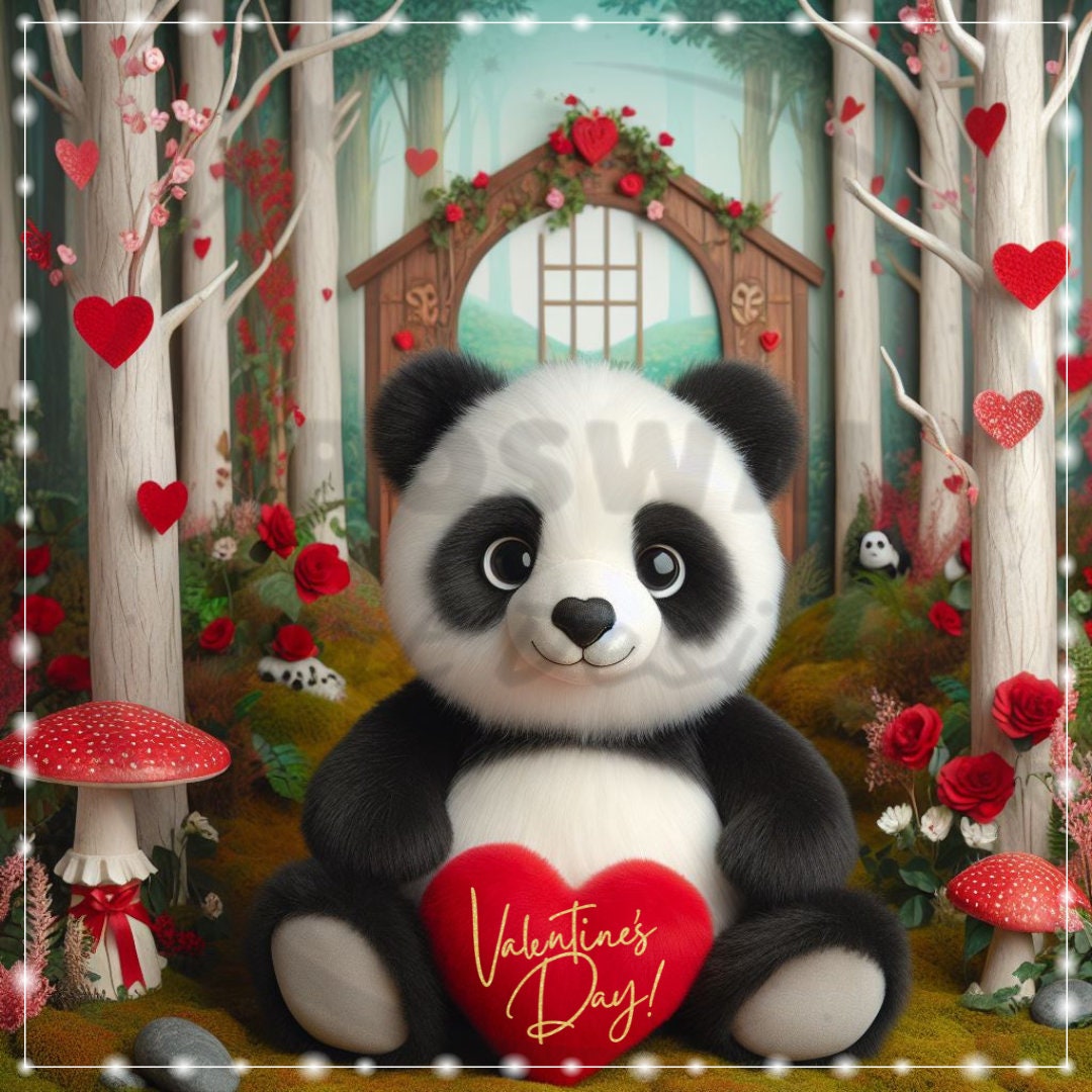 Panda Bear Digital Animated Card, Valentine's Day, Happy Valentines Day ...