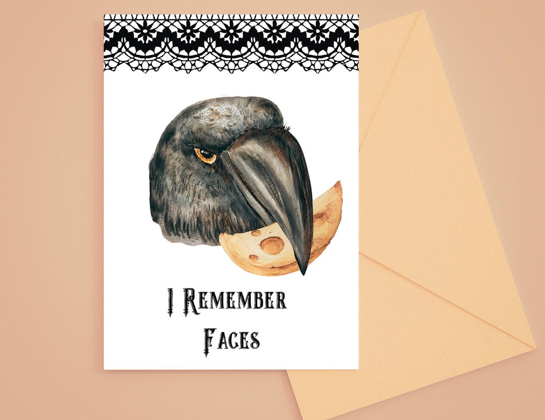 Crow Thank You Card: I Remember Faces, Printable A7 (digital Download ...
