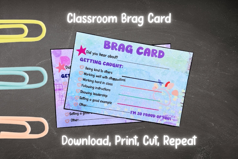 Classroom Brag Cards: Printable Teacher Resources (PDF Download 4x6 ...