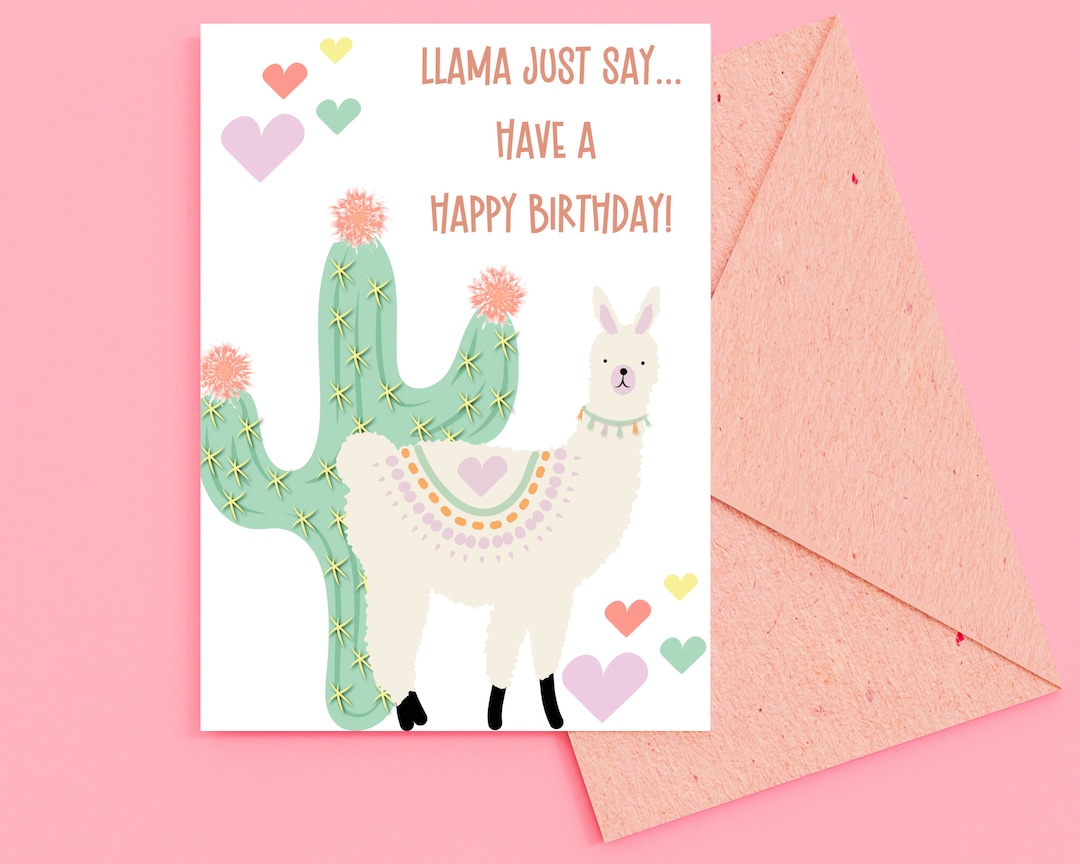 Llama Birthday Card/llama Birthday Theme/printable Digital Download ...