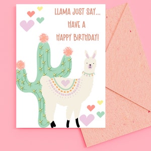 Llama Birthday Card/llama Birthday Theme/printable Digital Download ...