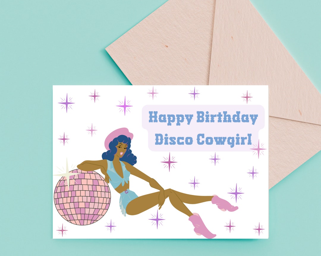 Disco Cowgirl Birthday Card/cowgirl Birthday Theme/printable Digital ...