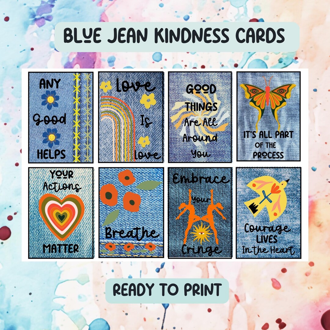 Blue Jean Kindness Cards/inspirational Digital Download/vision Board ...