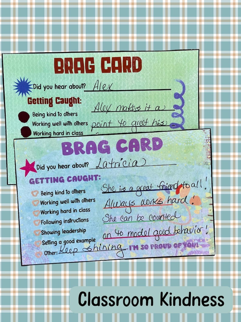 Classroom Brag Cards: Printable Teacher Resources (PDF Download 4x6 ...