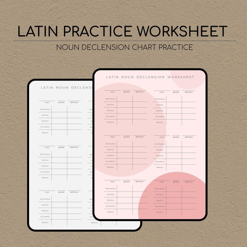 Latin Declension Chart Nominative, Genitive, Dative, Accusative ...