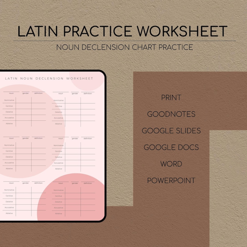 Latin Declension Chart Nominative, Genitive, Dative, Accusative ...