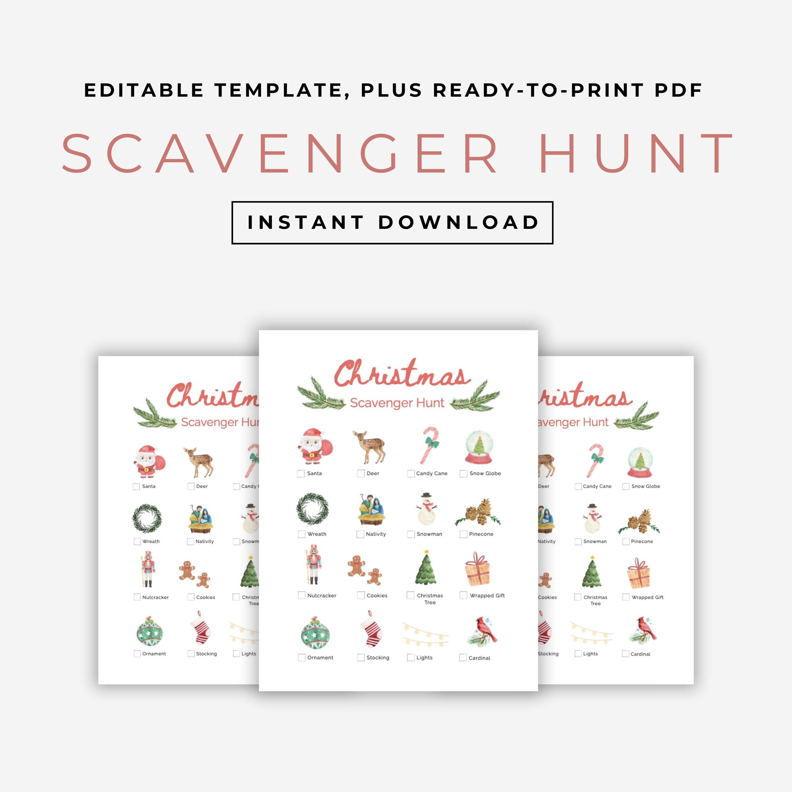 Christmas Scavenger Hunt Printable I Editable Holiday Kids Game I ...