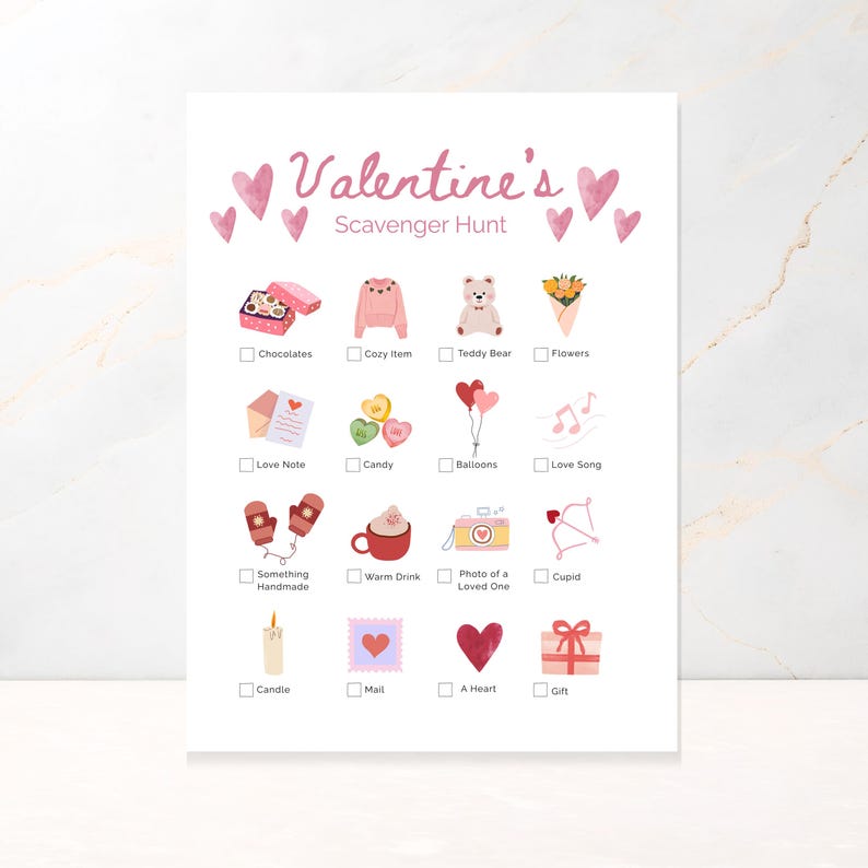 Valentine's Scavenger Hunt Printable I Editable Kids Game I Instant ...