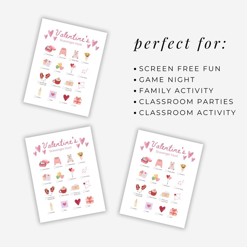 Valentine's Scavenger Hunt Printable I Editable Kids Game I Instant ...