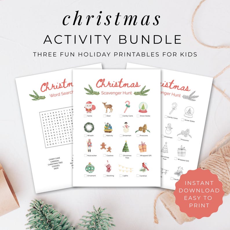 Christmas Activity Bundle Printable | Kids Holiday Activities I Instant ...