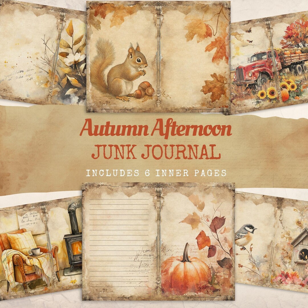 Autumn Afternoon Junk Journal Pages, Cozy Fall Junk Journal Printables ...