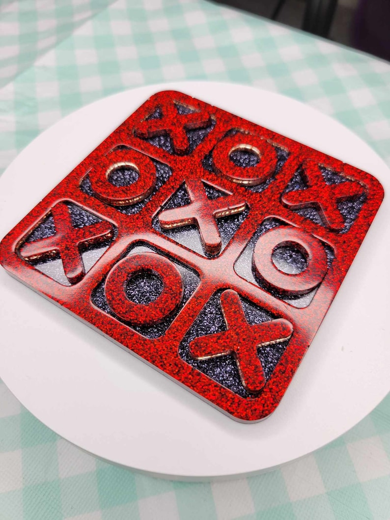 Black & Red Glitter Travel Tic Tac Toe Resin Game - Etsy