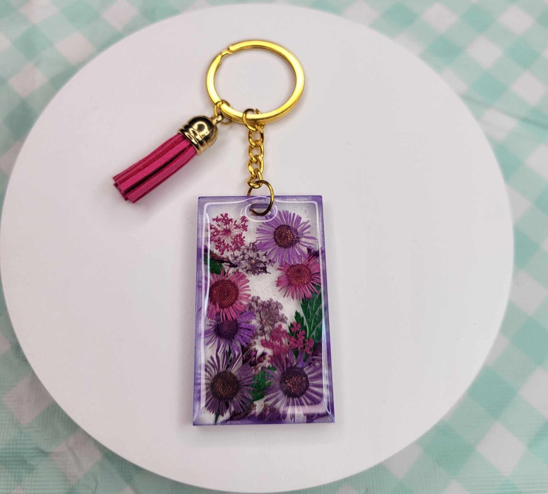 Purple Passion Flowers Resin Keychain - Etsy