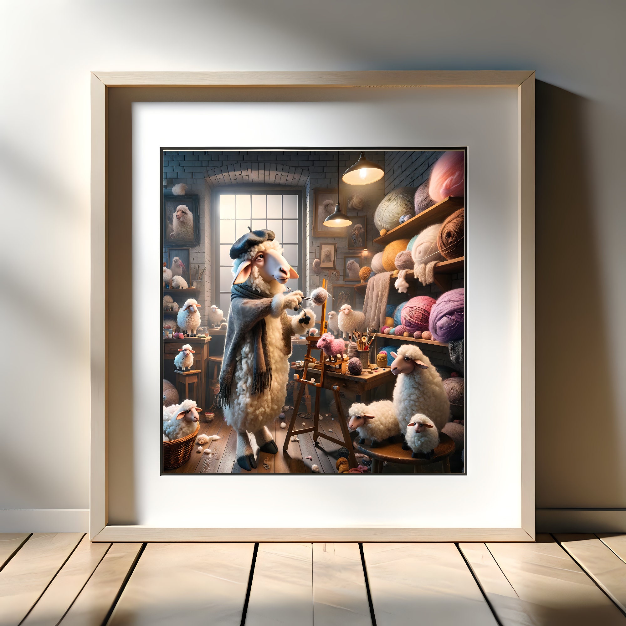 Artistic Sheep Sculpting Wool Statues Print, Studio Decor, Animal Art ...