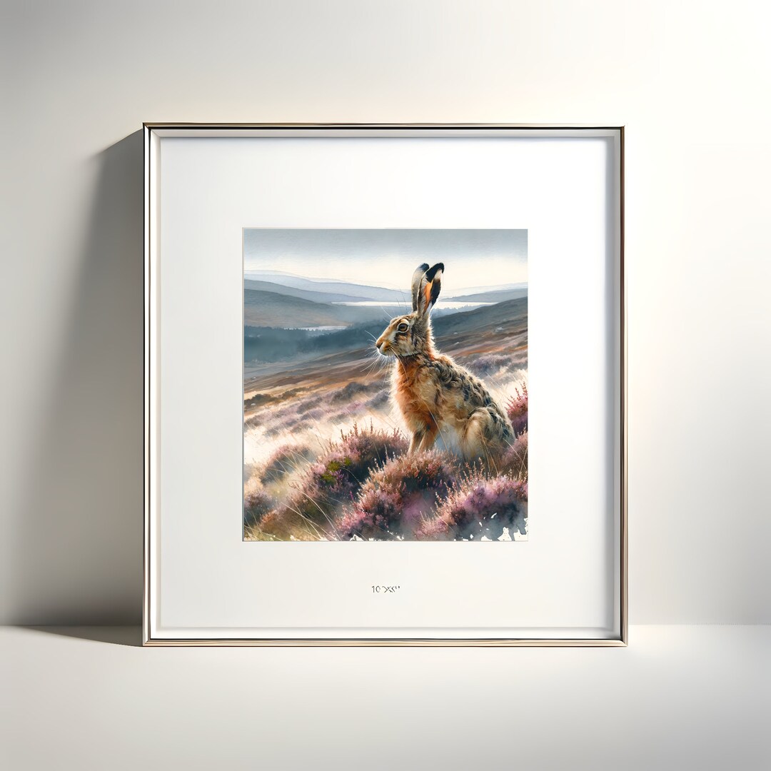 Scottish Hare Print Moorland Nature Art, Wildlife Illustration ...