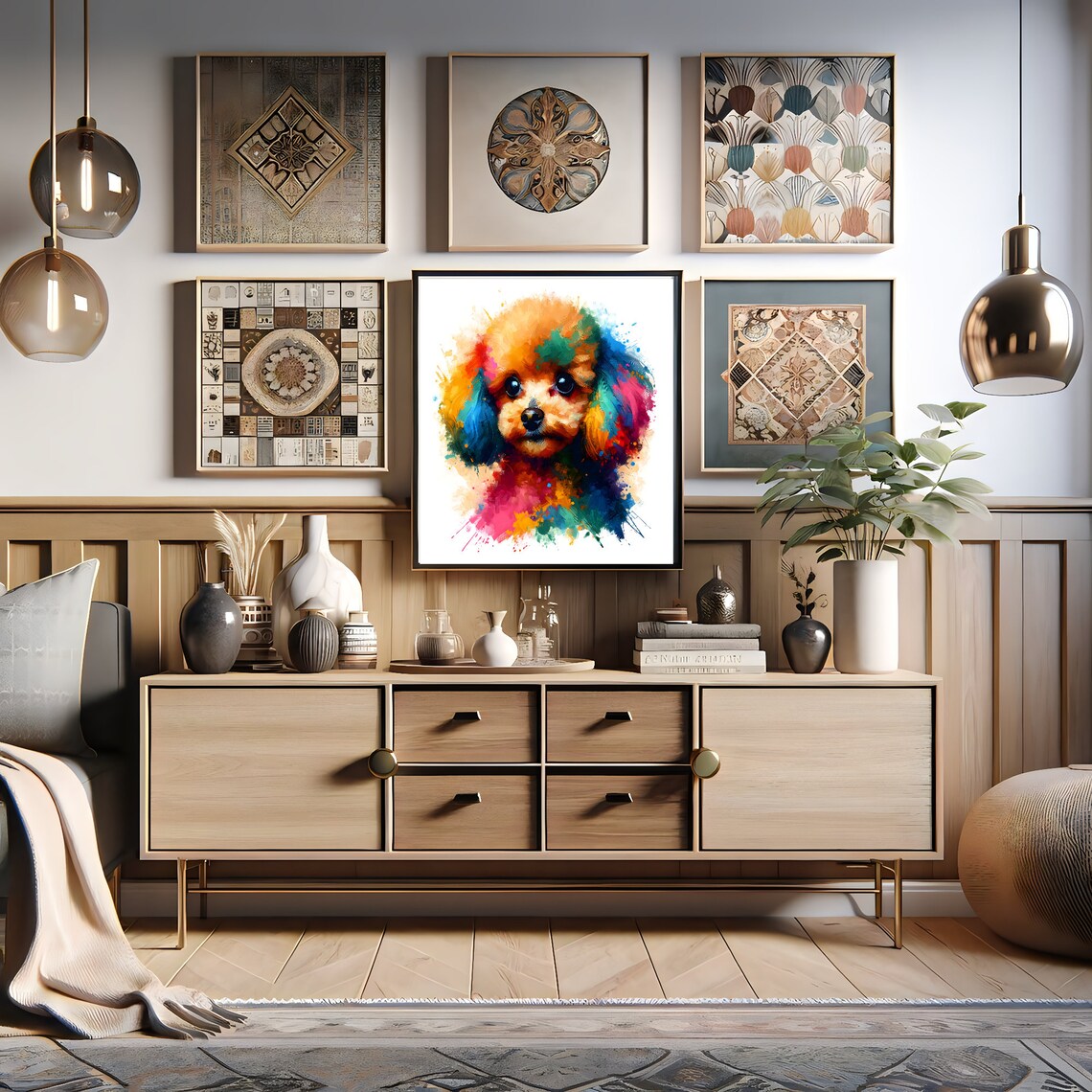 Toy Poodle Abstract Art Print Vintage Dog Portrait print Only No Frame ...