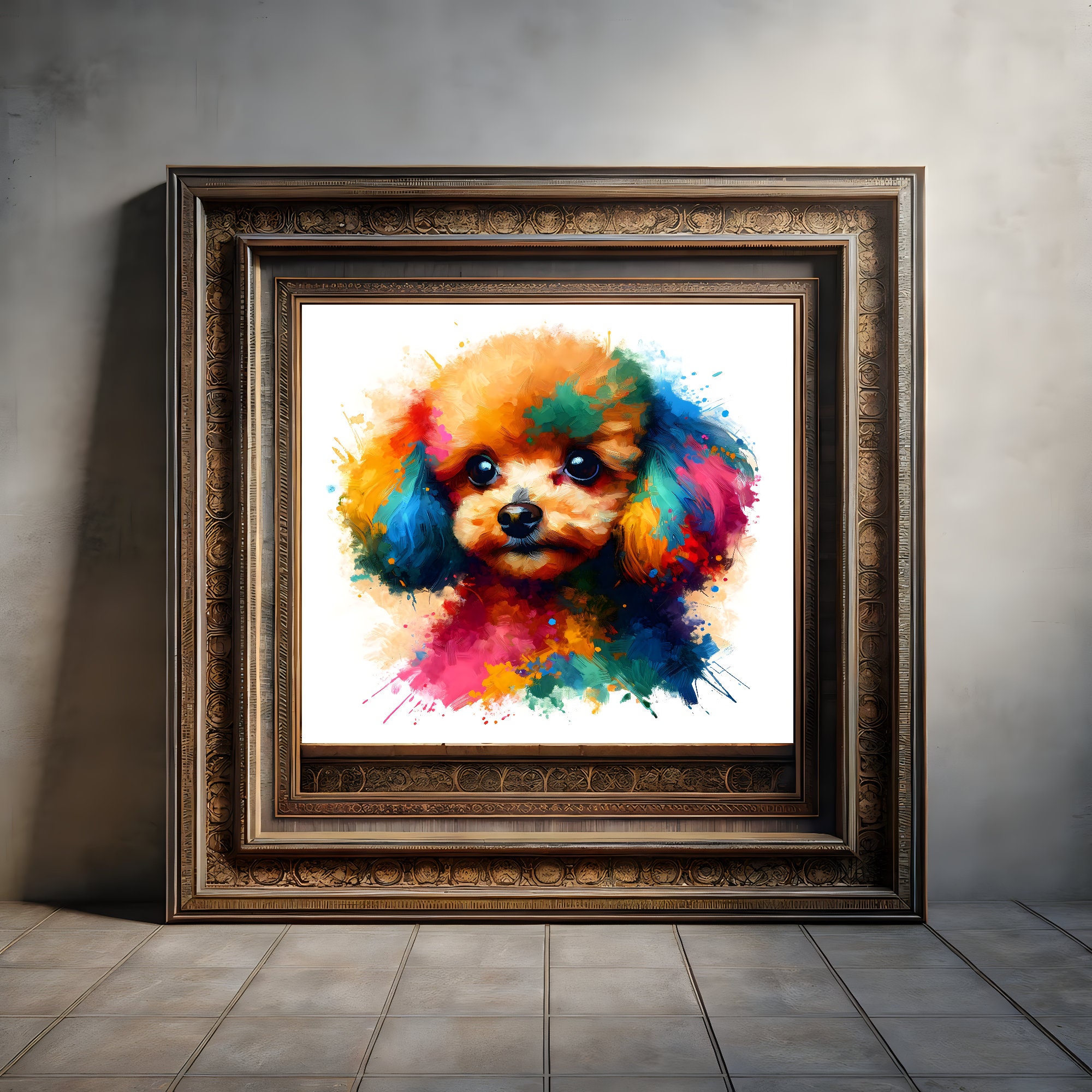 Toy Poodle Abstract Art Print Vintage Dog Portrait print Only No Frame ...