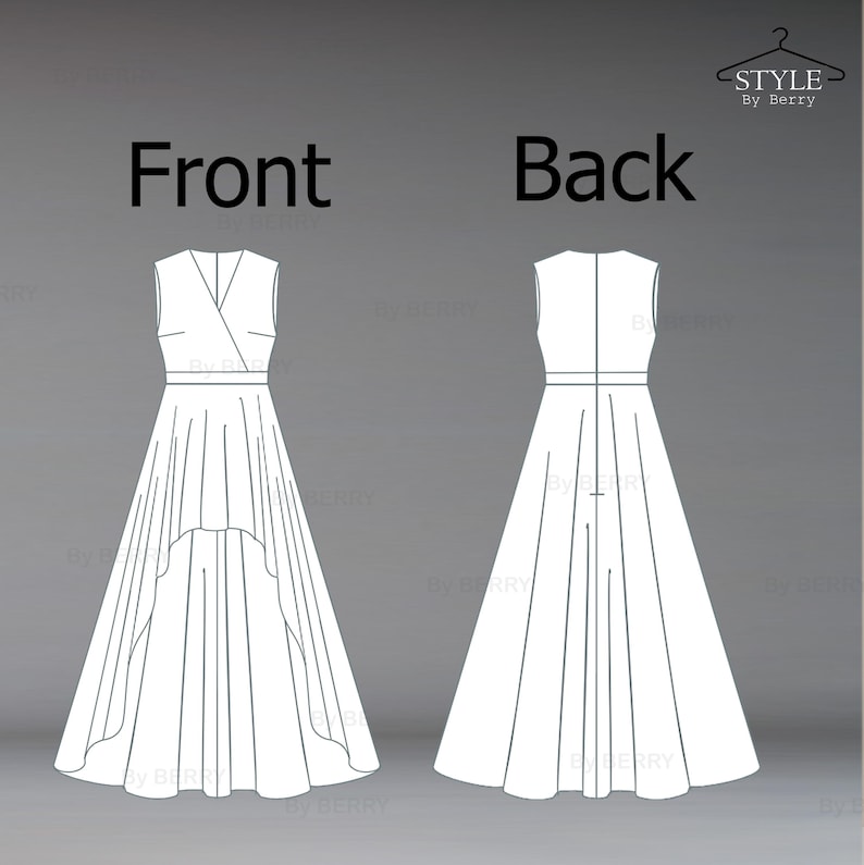 High-low African Dress Sewing Pattern: Surplice Neck Ball Gown (PDF ...