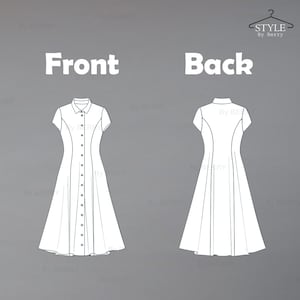 Button Down Dress Sewing Pattern: Cottagecore Flared Dress (PDF ...