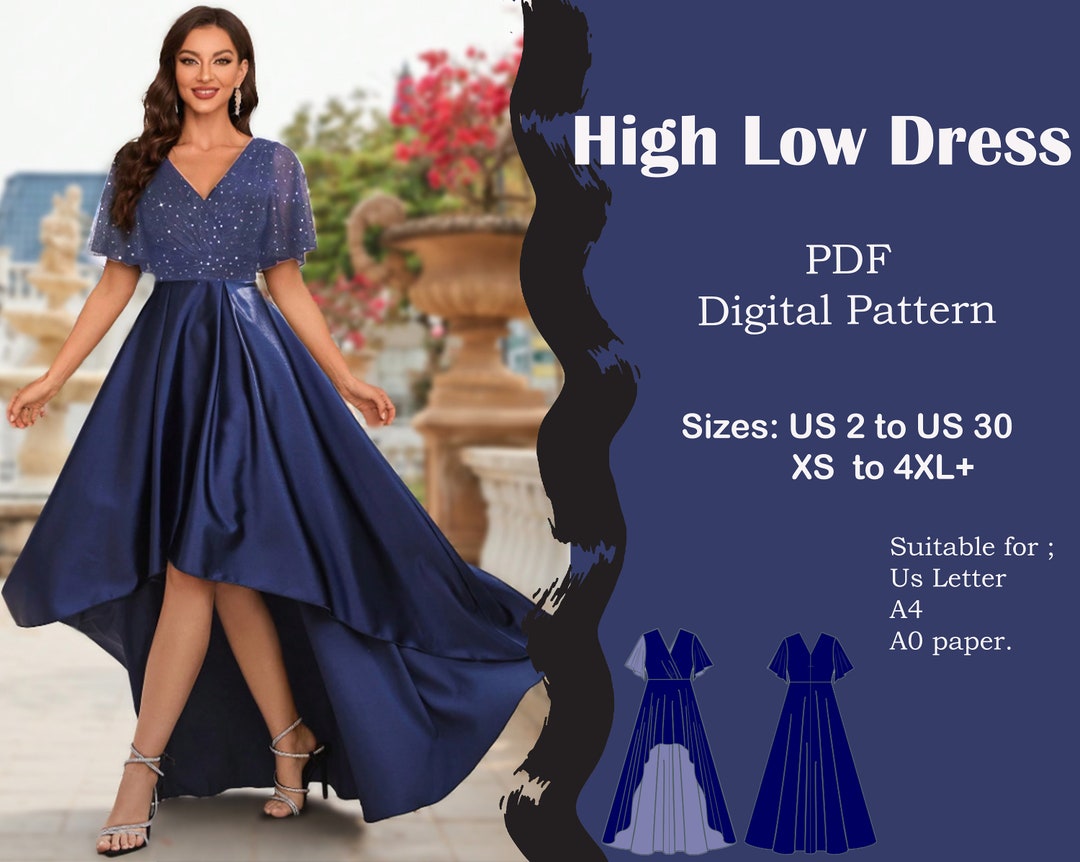 Hi-low Dress Sewing Pattern, Ball Gown Fairy Dress Sewing Pattern ...