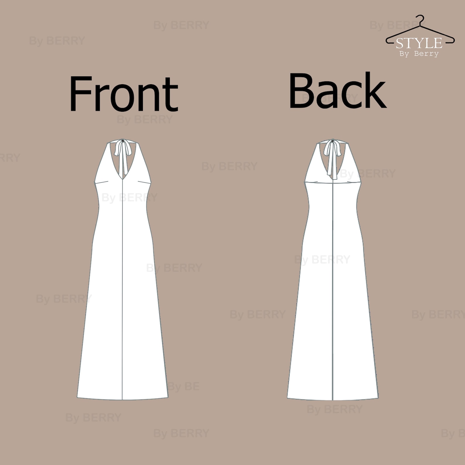 Halter Neck Maxi Dress Sewing Pattern: Open Back Gown (PDF Pattern) - Etsy