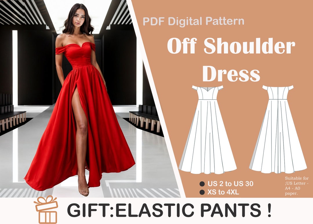 Off Shoulder Bridal Gown Sewing Pattern: US Sizes 2-30 (PDF Pattern) - Etsy