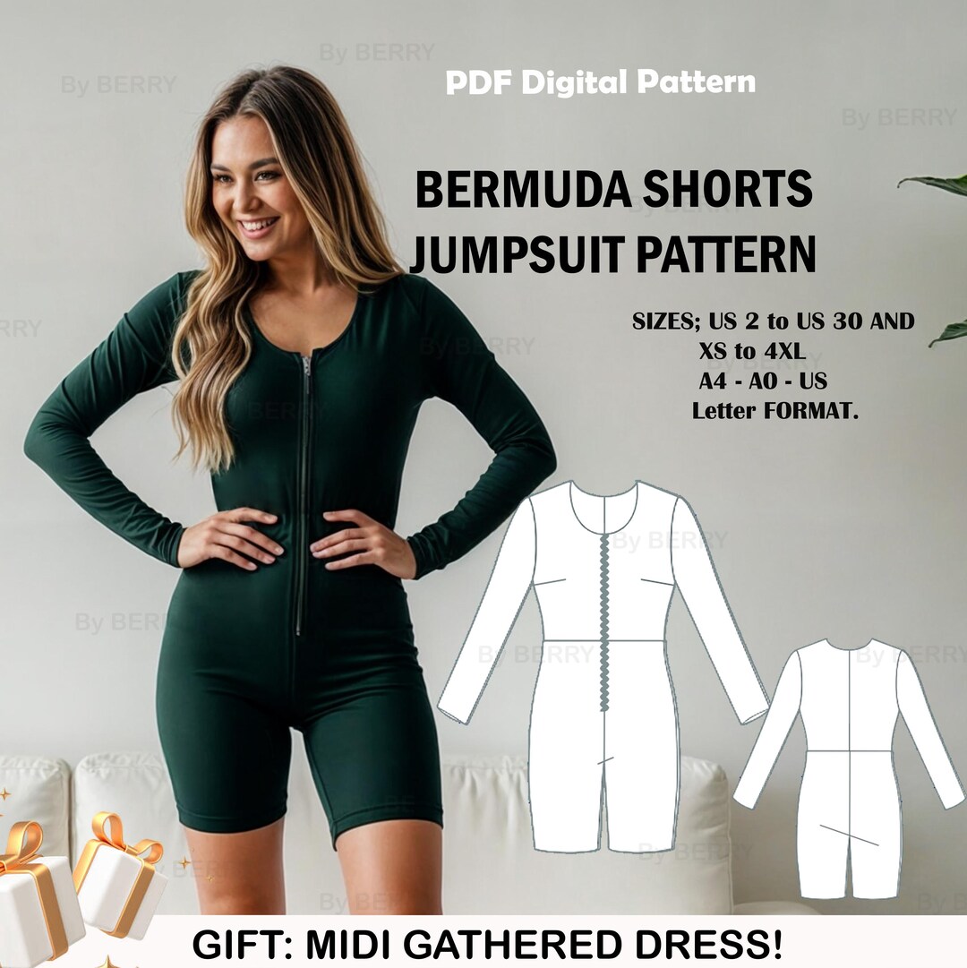 Bodysuit Jumpsuit Sewing Pattern,long Sleeve Jumpsuit Pattern,zippered ...