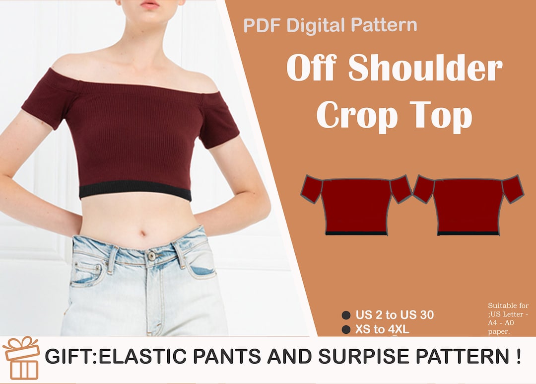 Crop Top Sewing Pattern,off Shoulder Sewing Pattern, Easy Pattern,size XS to 2XL - Etsy