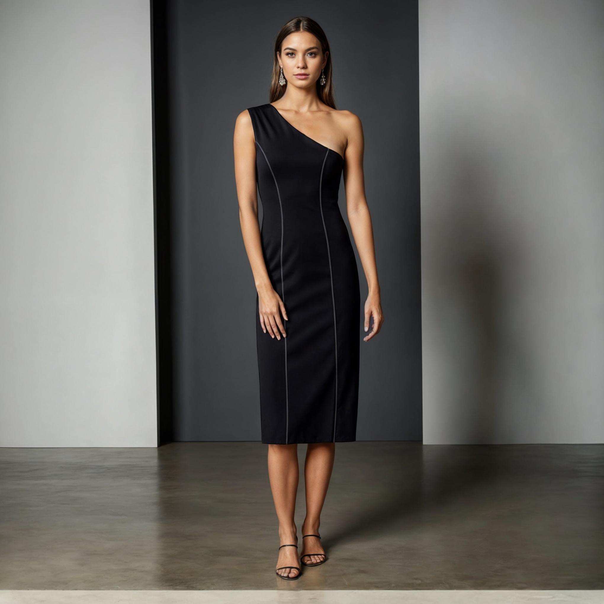 One Shoulder Midi Dress Sewing Pattern: Asymmetrical Gown (US 2-30 ...