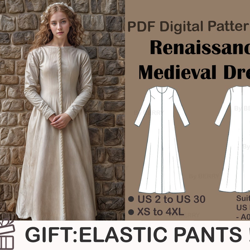 Medieval Dress Pattern - Etsy UK