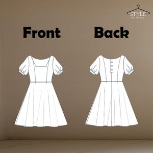 Square Neck Bishop Sleeve Midi Dress Sewing Pattern (PDF Pattern) - Etsy