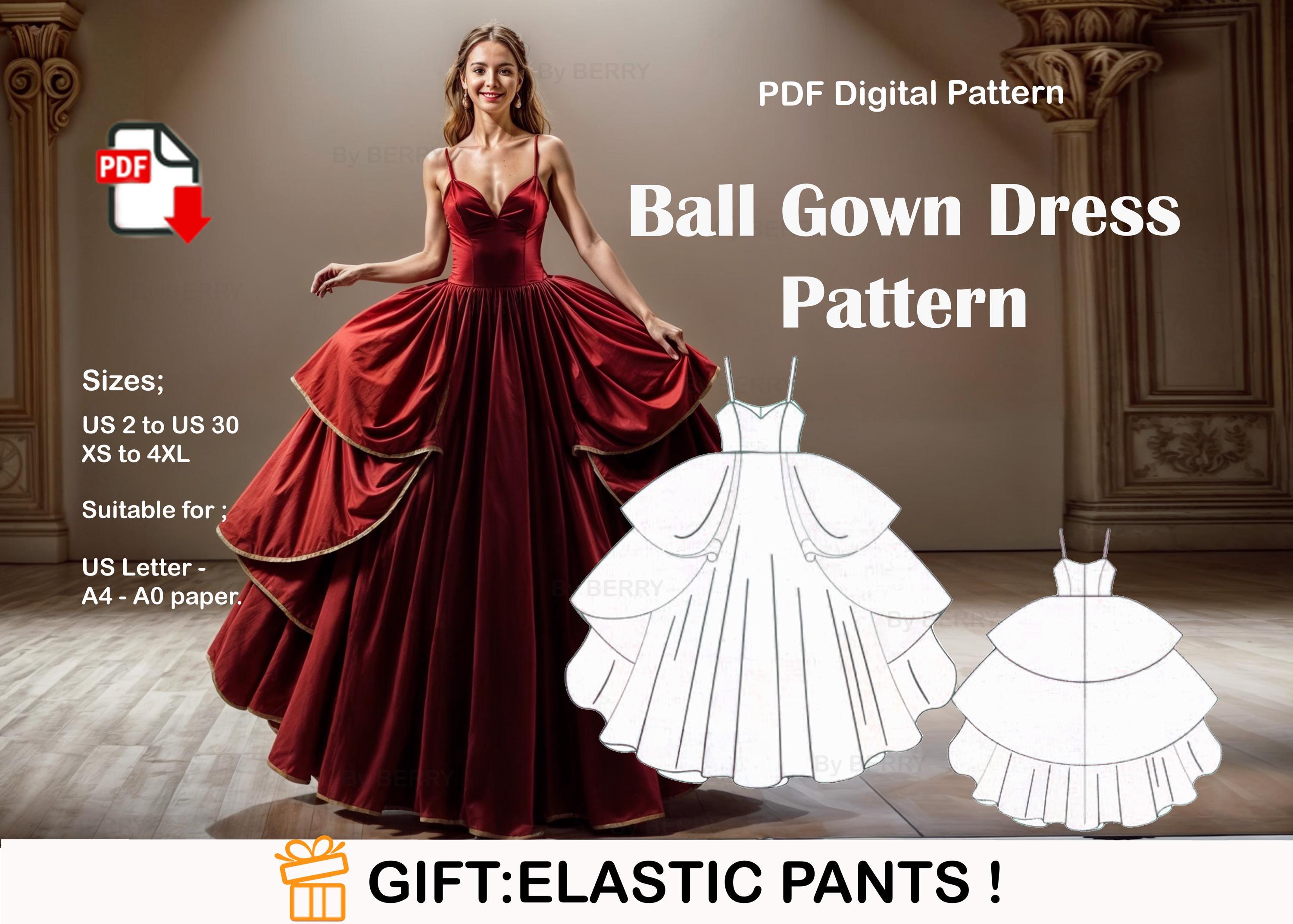 Ball Gown Sewing Pattern: Princess Wedding Dress (US 2-30) (PDF Pattern ...