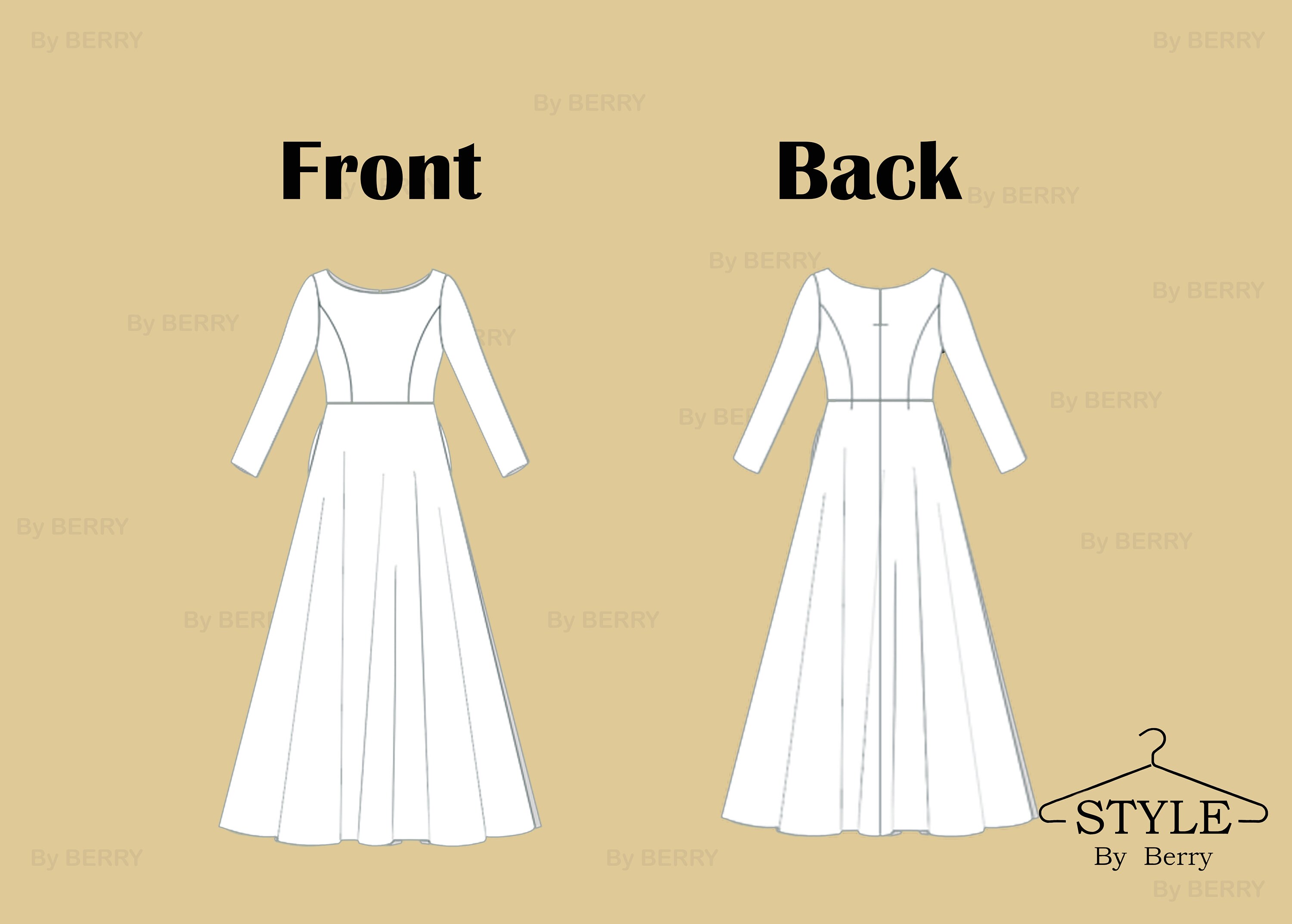 Boat Neck Maxi Pocket Dress Sewing Pattern, Gift Pattern, Wedding Dress ...