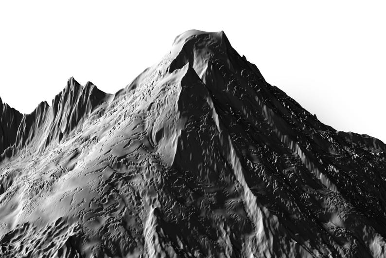 Mount Baker Wall Art Poster | 3D Style Shaded Relief | Minimalist ...