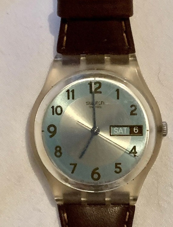 Swatch Watch Blue Conker Watch With Time And Date 9”i… - Gem