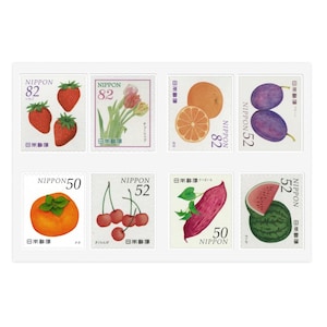 Japanese Nippon Fruit Vegetable Flower Stamp Vinyl Diecut Sticker Sheet ...