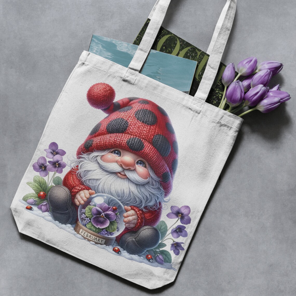 Ladybug Flower Birth Month Gnome Watercolor Clipart Set (PNG) - Etsy