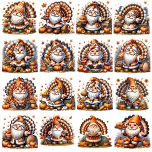 Thanksgiving Gnome Watercolor Clipart - 24 Pngs Digital Download ...