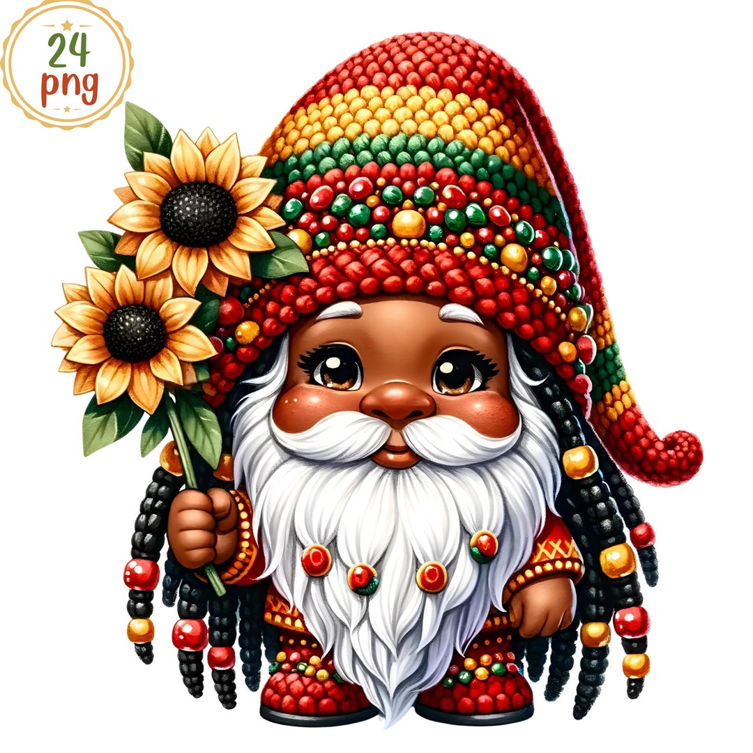 Black History Month Gnome Watercolor Clipart – Sunflower Pngs (digital ...