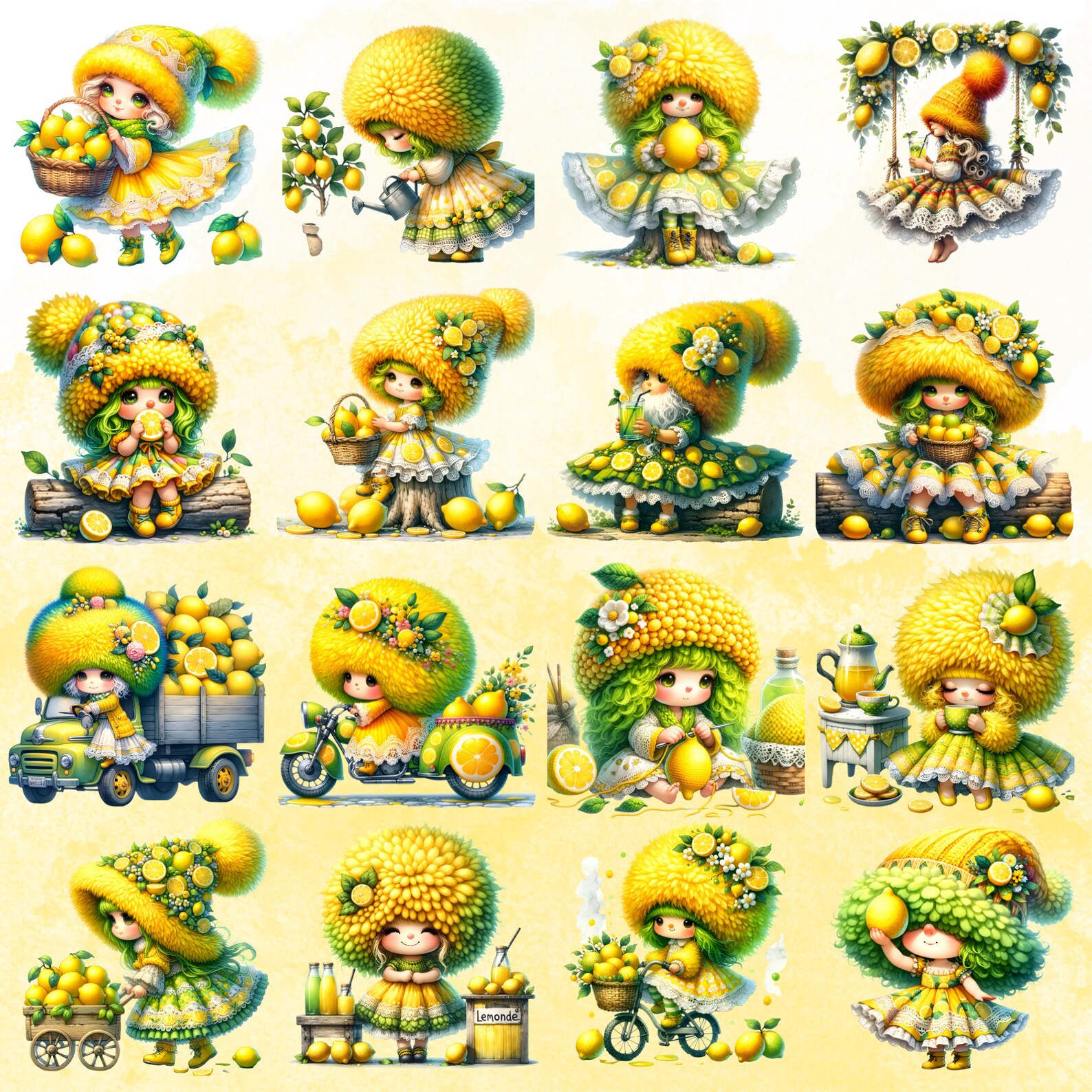 Watercolor Lemon Gnome Clipart, Lemon Gnome Clipart, Cute Gnome PNG ...