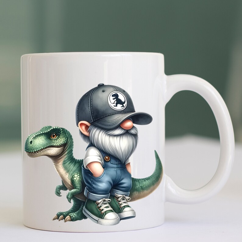 Gnome Riding T-rex PNG, Dino-mite Gnomes T-rex Gnome Watercolor Clipart ...