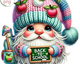 Back to School Gnome Clipart Cute Watercolor Gnomes, Graduation Student ...