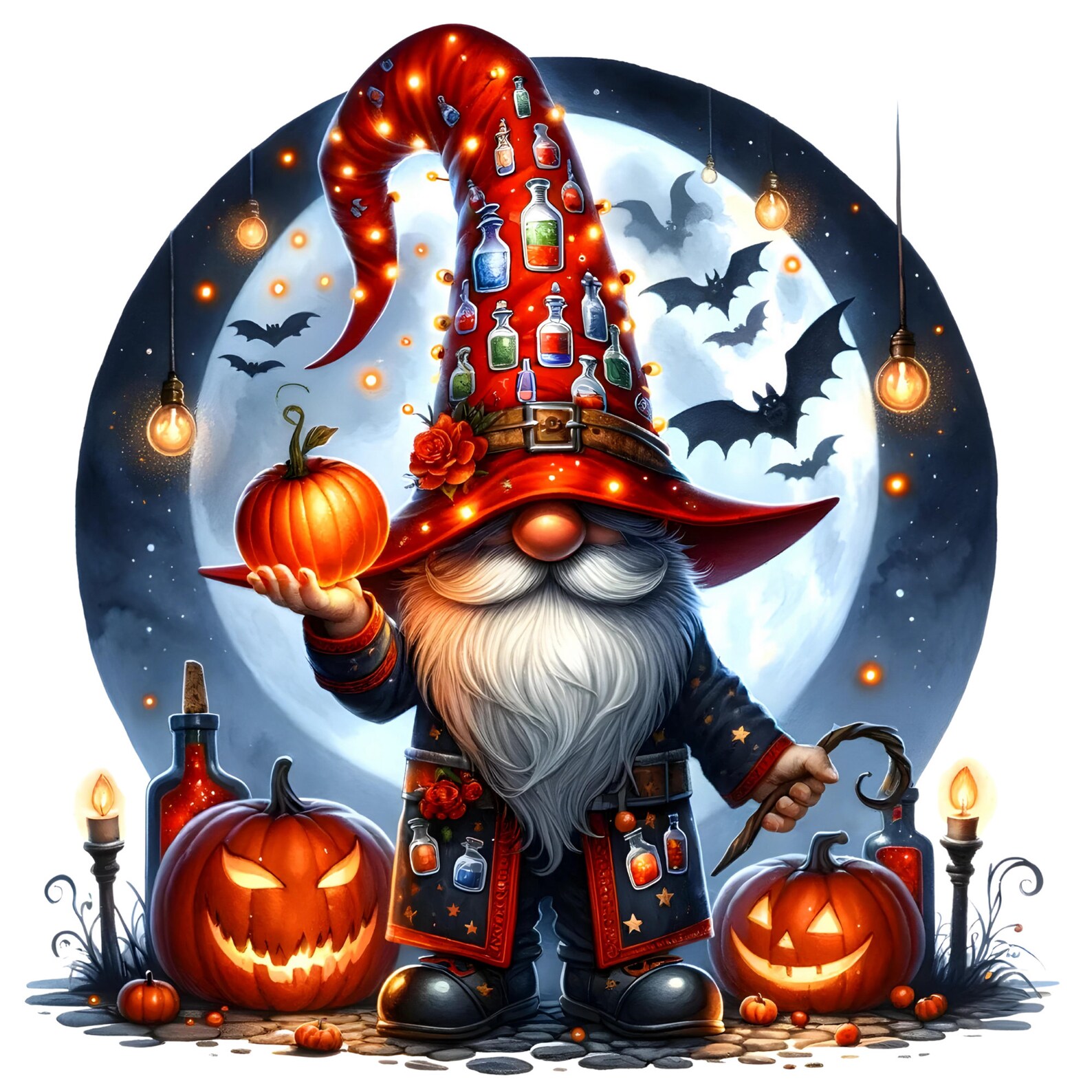 Watercolor Halloween Grove Gnomes Collection Clipart, 24 PNG Spooky ...